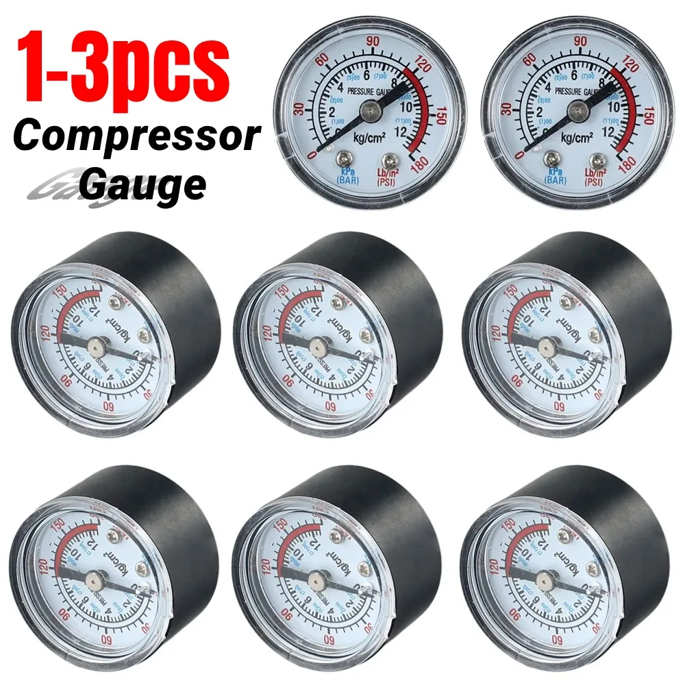 3-1pcs-Air-Compressor-Pneumatic-Hydraulic-Fluid-Pressure-Gauge-0-12Bar ...