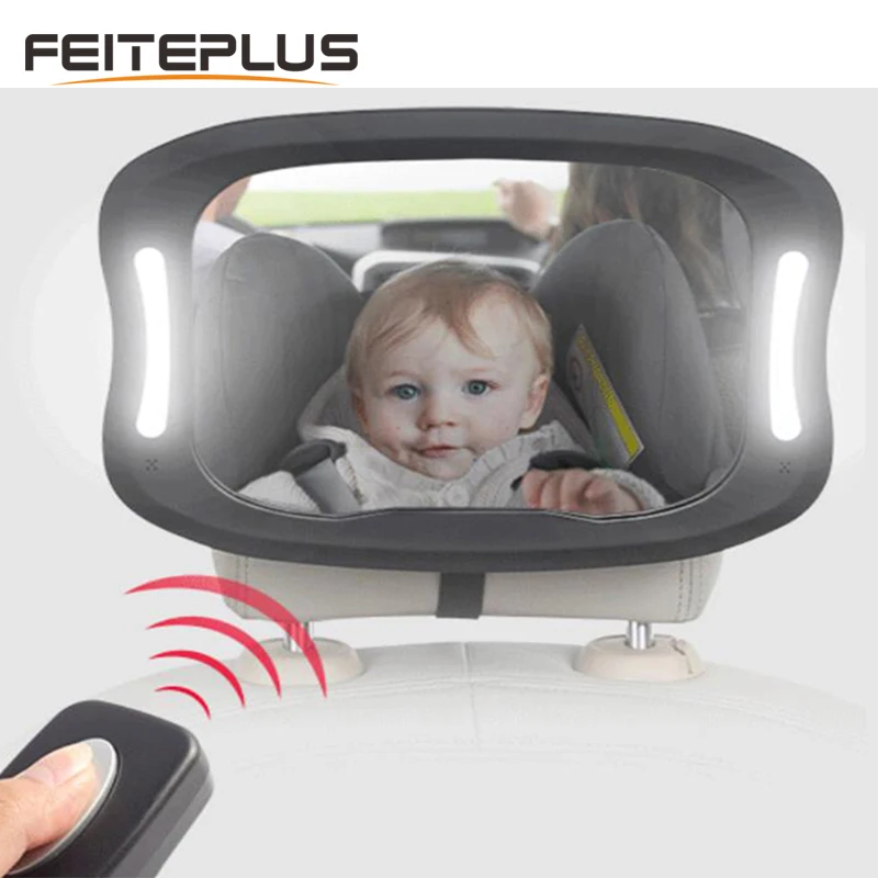 Car-Baby-Car-Mirror-LED-Light-Adjustable-Shatterproof-Back-Seat-Facing ...