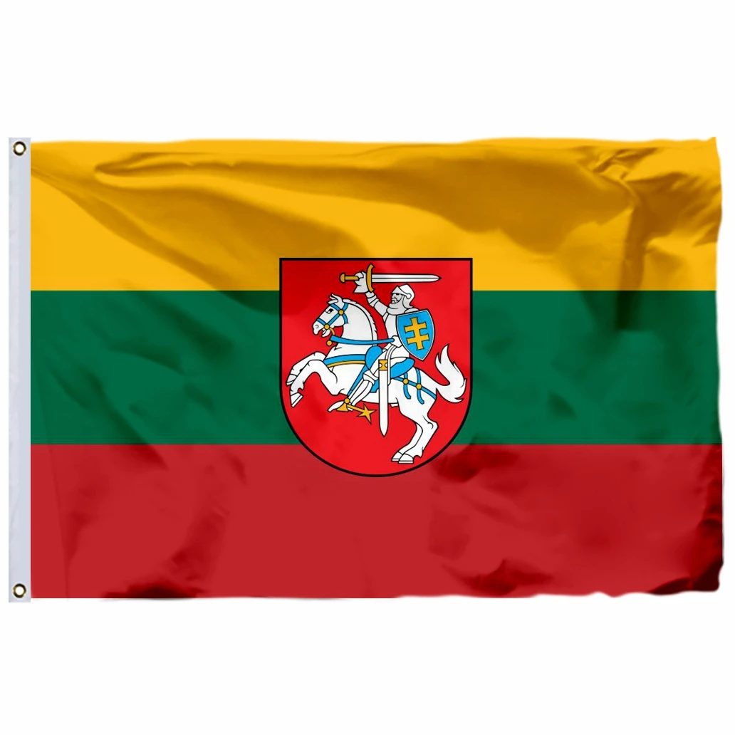 Lithuania-With-Coat-of-Arms-Flag-90x150cm-100D-Polyester-Lithuanian ...