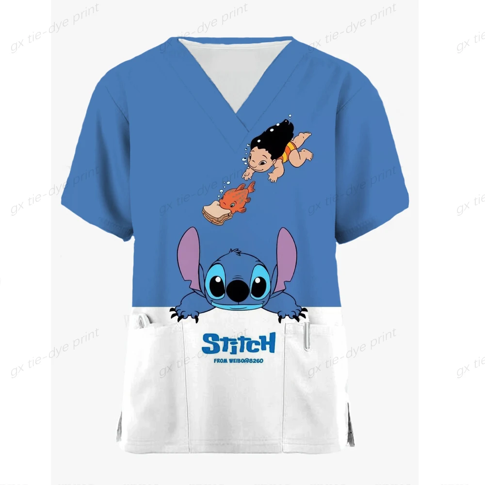 Disney-Star-Baby-Stitch-Uniform-Women-s-Cartoon-Mosaic-Print-Nurse-Work ...