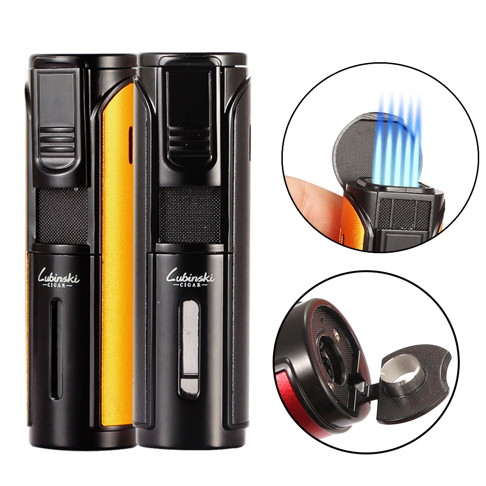 Lubinski-Jet-Cigar-Lighter-Torch-Metal-5-Blue-Flame-Windproof-Butane ...