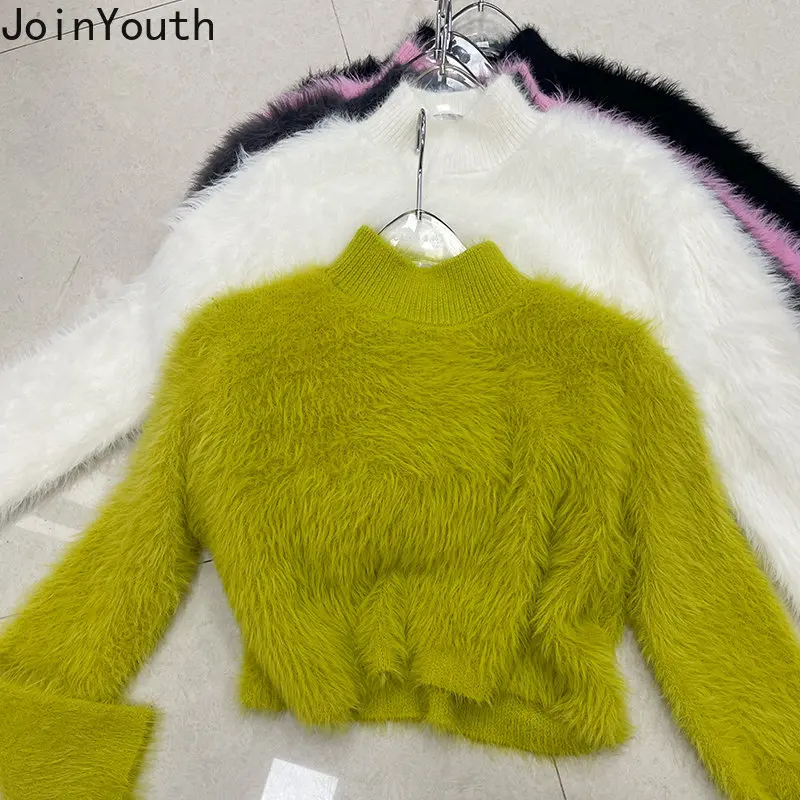 Cropped Furry Sweater | Furry Korean Sweater | Cropped Sweater Pull ...