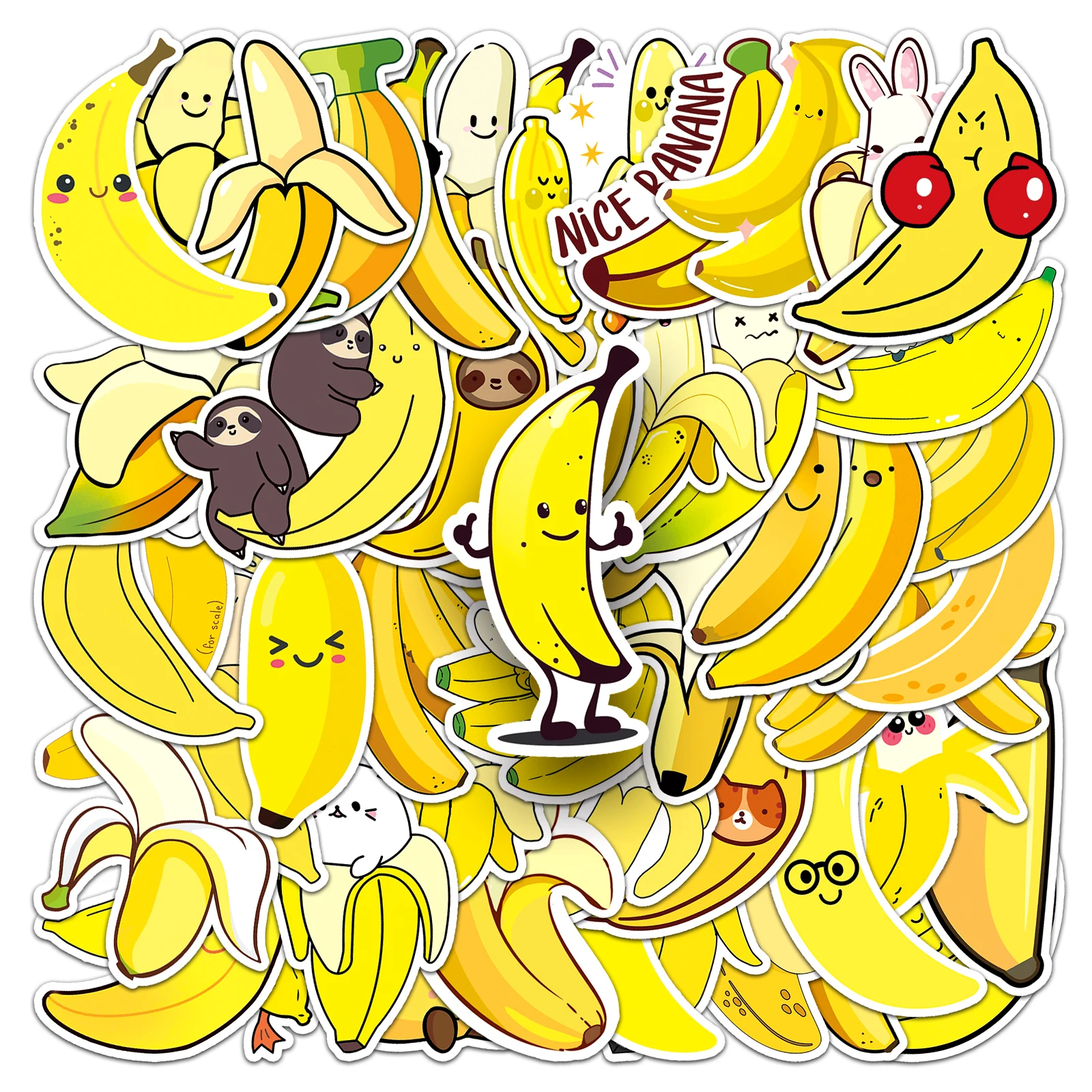 50 Piece Banana Stickers Waterproof DIY For Phones Laptop Car Sticker ...