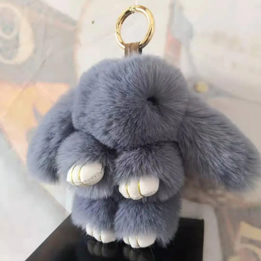 Rabbit-Keychain-Ring-Fluffy-Fur-Bunny-Key-Chain-Charm-Cute-Key-Ring-On ...