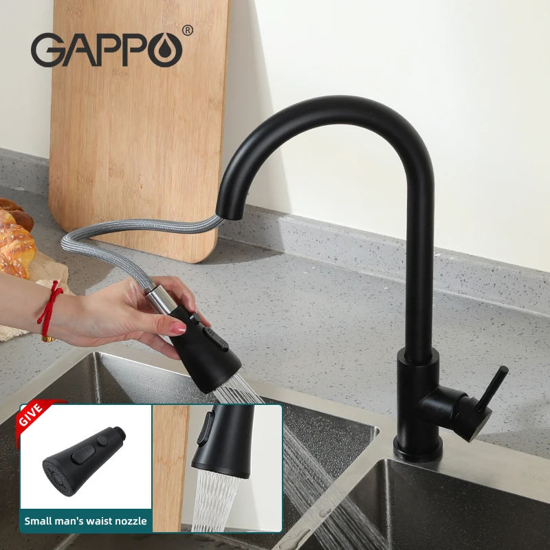 Torneiras-de-cozinha-GAPPO-Black-Single-Handle-Pull-Out-Kitchen-Tap-Single-Hole-Handle-Swivel ...