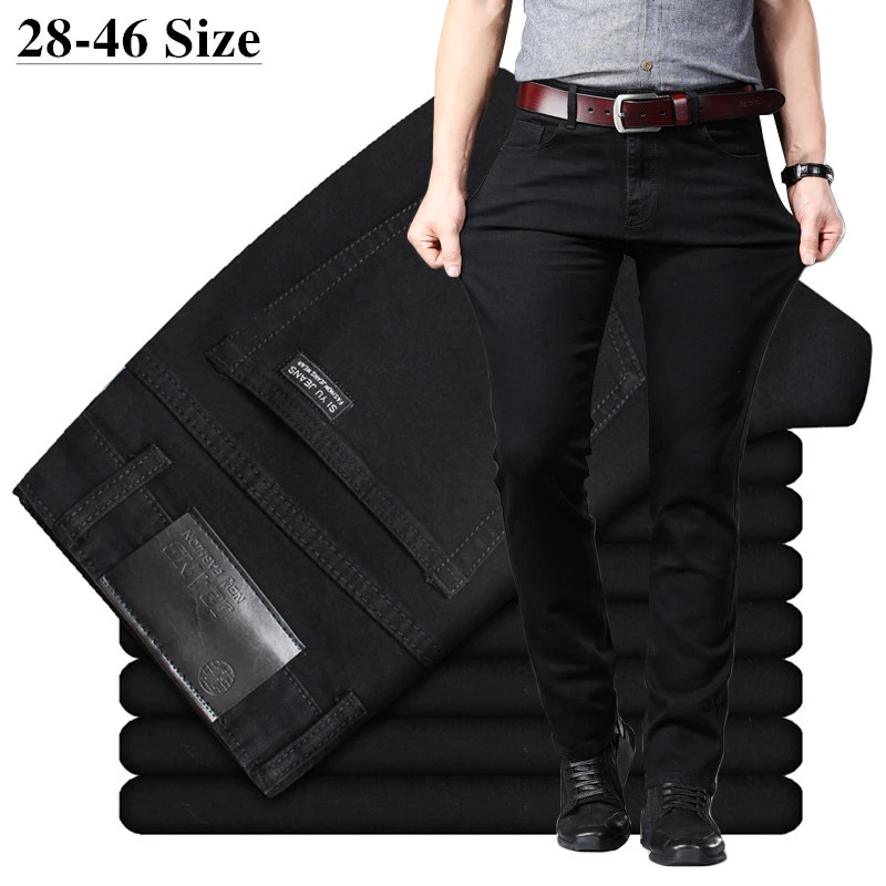 Men's Classic Black Jeans Elastic Slim Fit Denim Jean Trousers Male ...