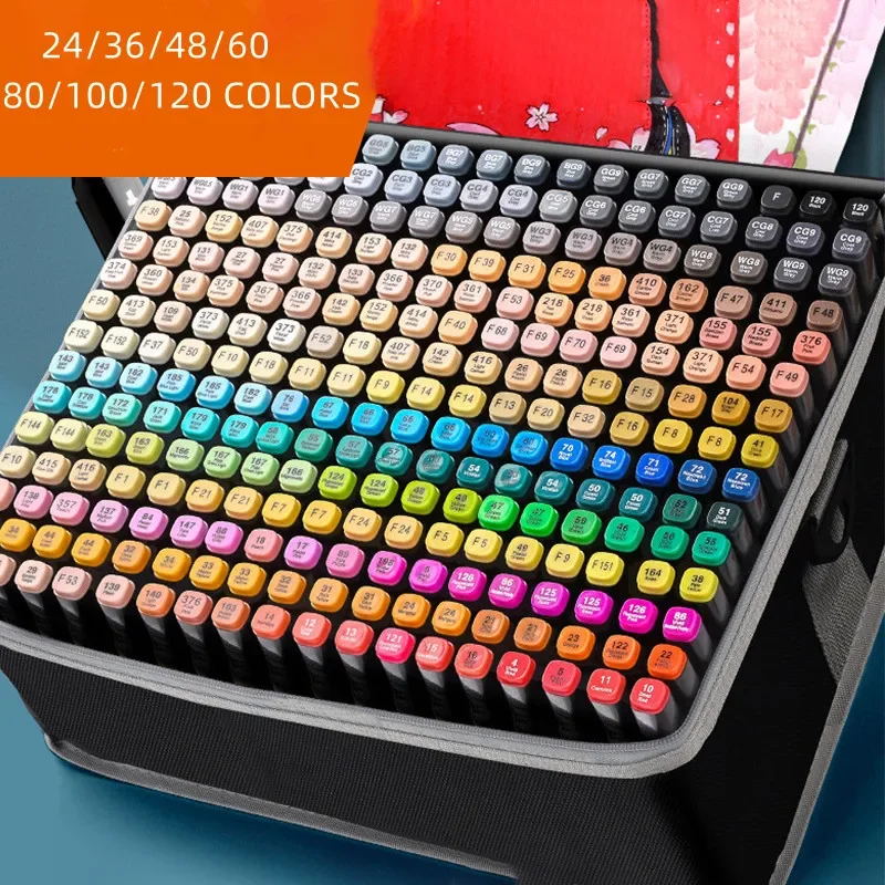 24-36-48-60-80-100-Colors-Double-Headed-Art-Marker-Pen-Set-For-Draw ...