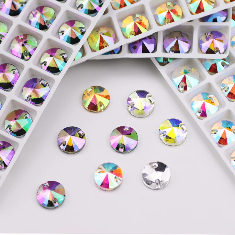 14mm-New-Color-Sew-on-Rhinestone-Rivoli-Glass-Beads-Crystal-Strass-With ...