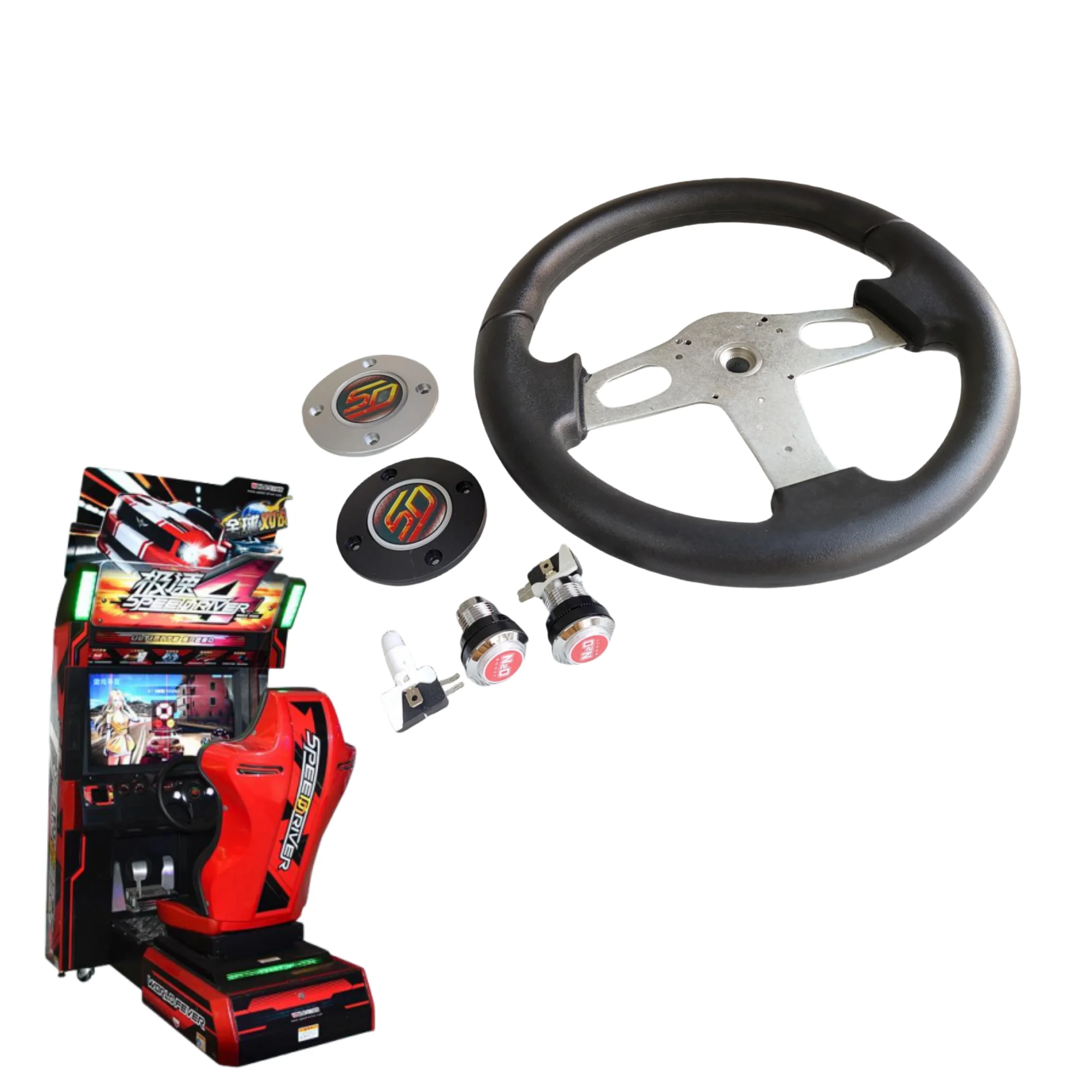 The-steering-wheel-and-covers-of-Speed-Driver-4-Arcade-Machine ...