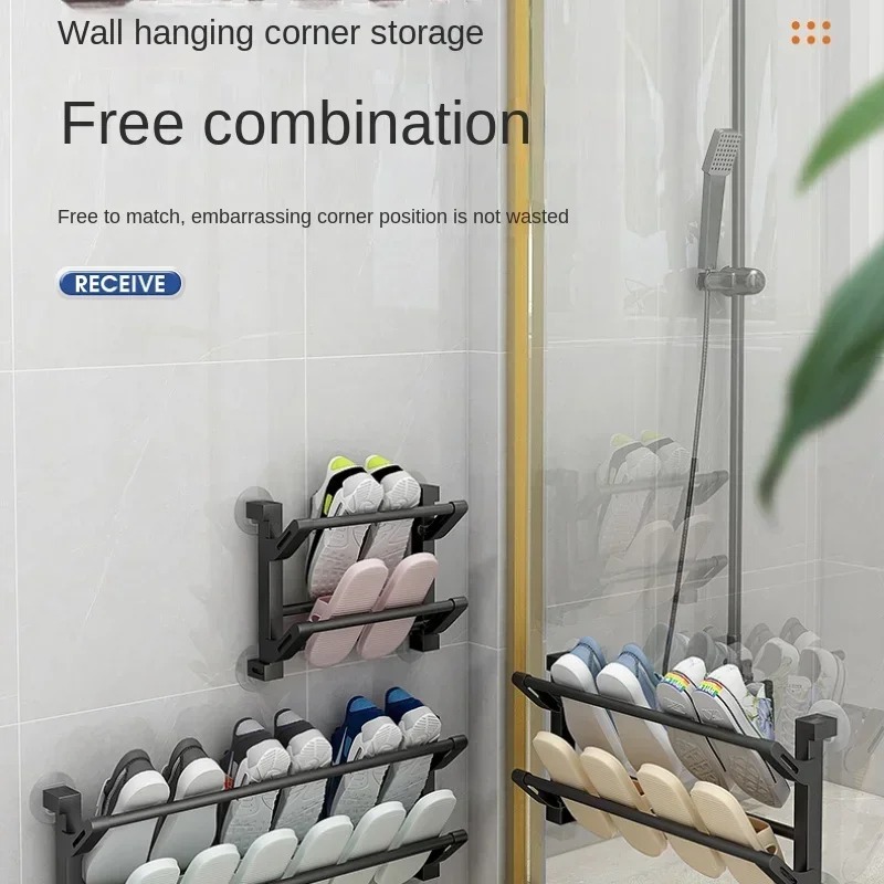Foldable-slipper-rack-wall-mounted-shoe-rack-for-bathroom-and-door ...