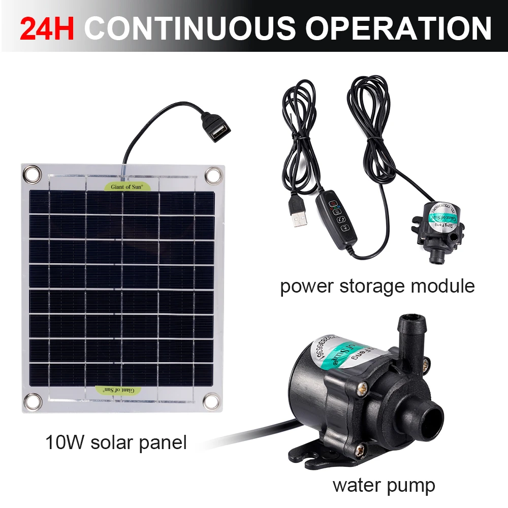 10w Mini Solar Water Pump Brushless Solar Panel Fish Water Pool Kit 12v ...