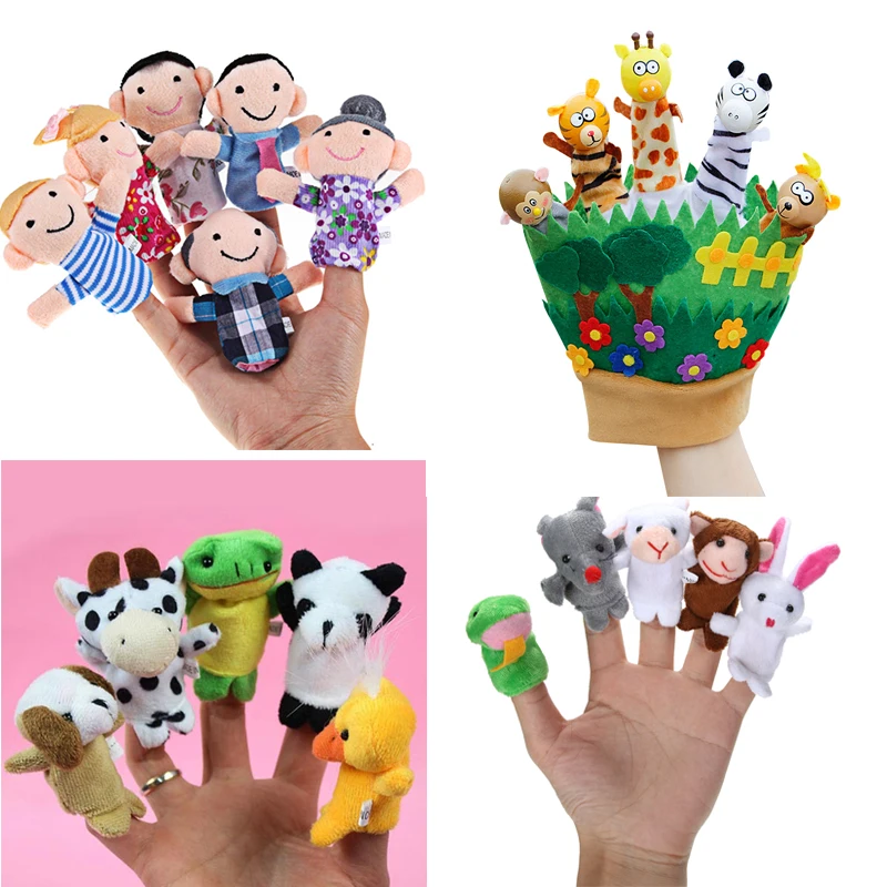 5-6-10pcs-set-Cartoon-Animal-Finger-Puppet-Plush-Toys-for-Gift-Family ...