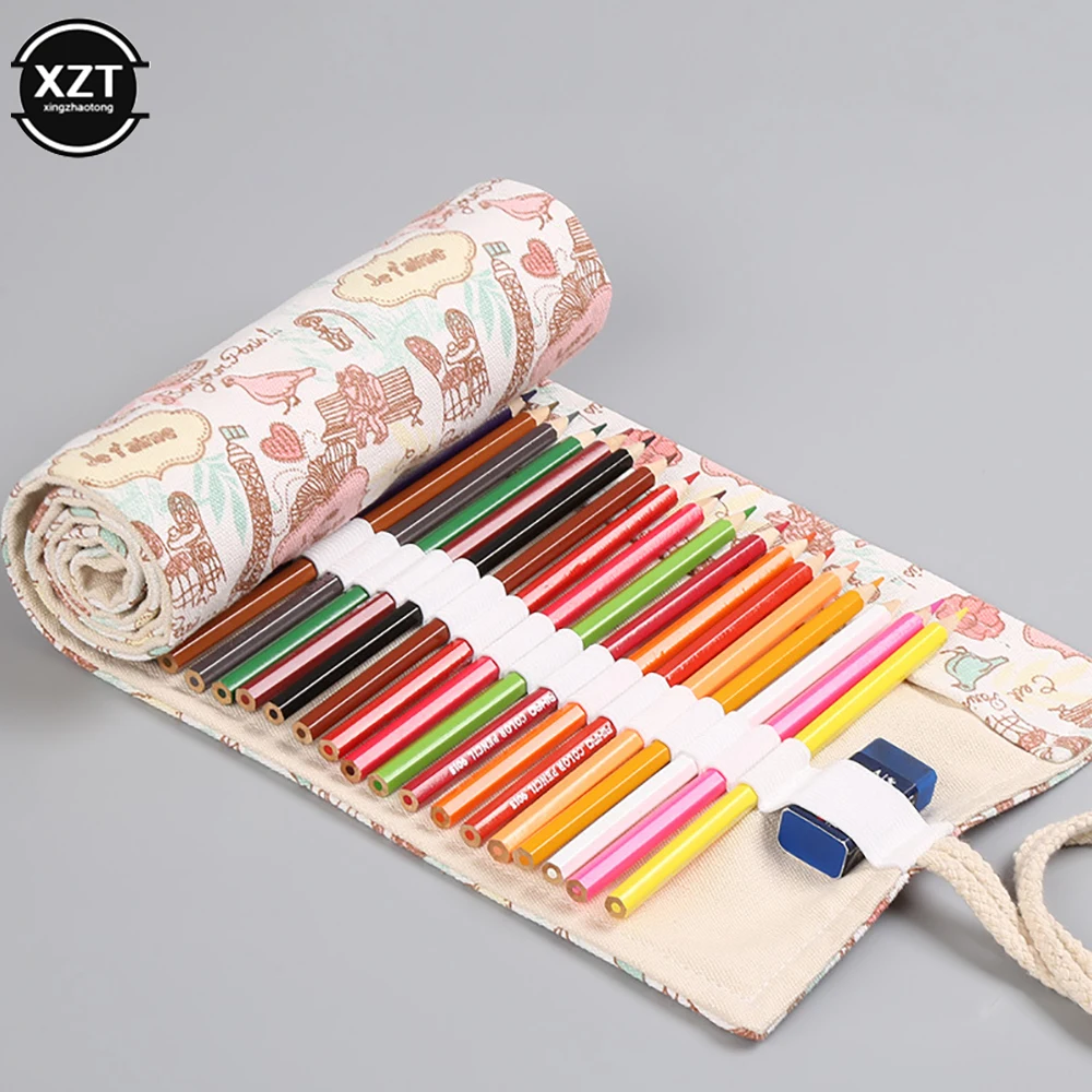 New-12-24-36-48-72-Holes-Roll-Colored-Pencil-Case-Kawaii-School-Canvas ...