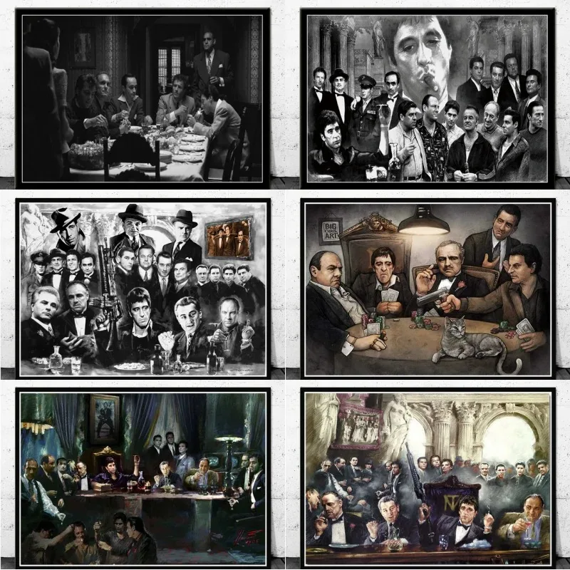 Godfather-Scarface-Sopranos-Movie-Posters-And-Prints-Canvas-Painting ...