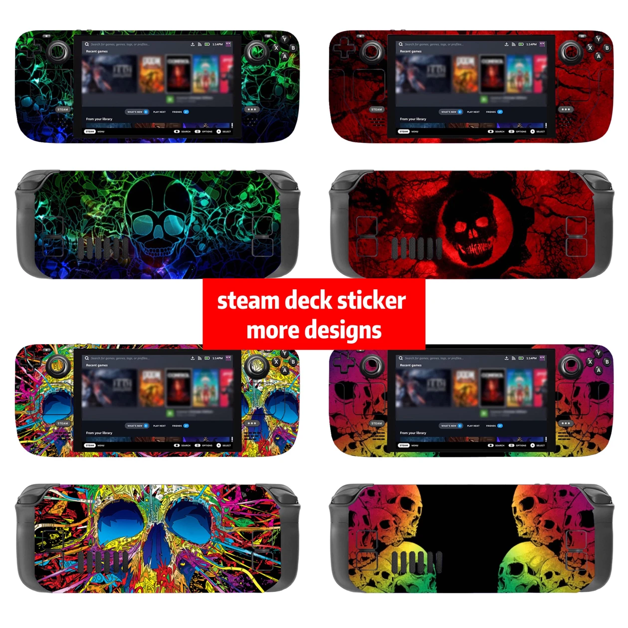 Skull design for Steam Deck Console full Set Protective Decal Wrapping ...