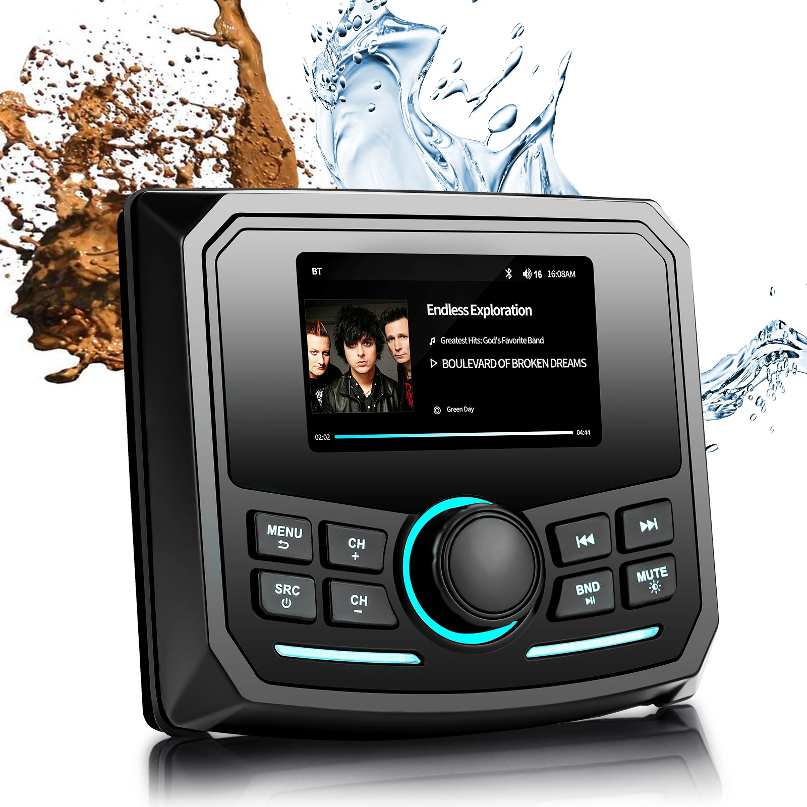 Powersports-Boat-Stereo-Radio-AM-FM-Bluetooth-Streaming-3-Zones-Rear ...