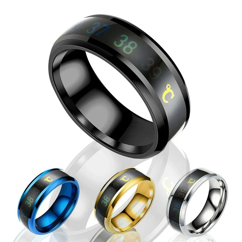 Smart-Sensor-Body-Temperature-Ring-Titanium-Steel-Mood-Emotion-Feeling ...