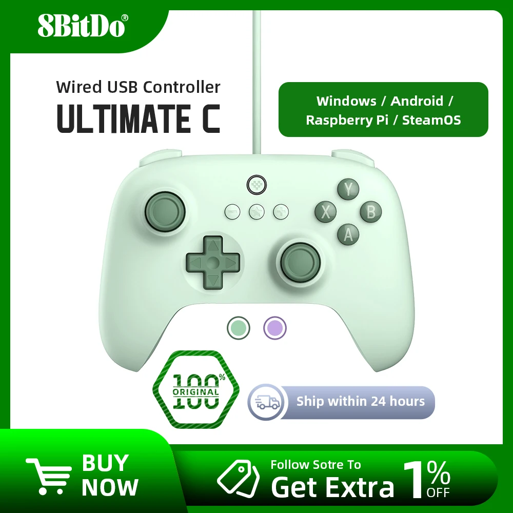 8BitDo-Wired-Gaming-Controller-Gamepad-Ultimate-C-Accessories-for-PC ...