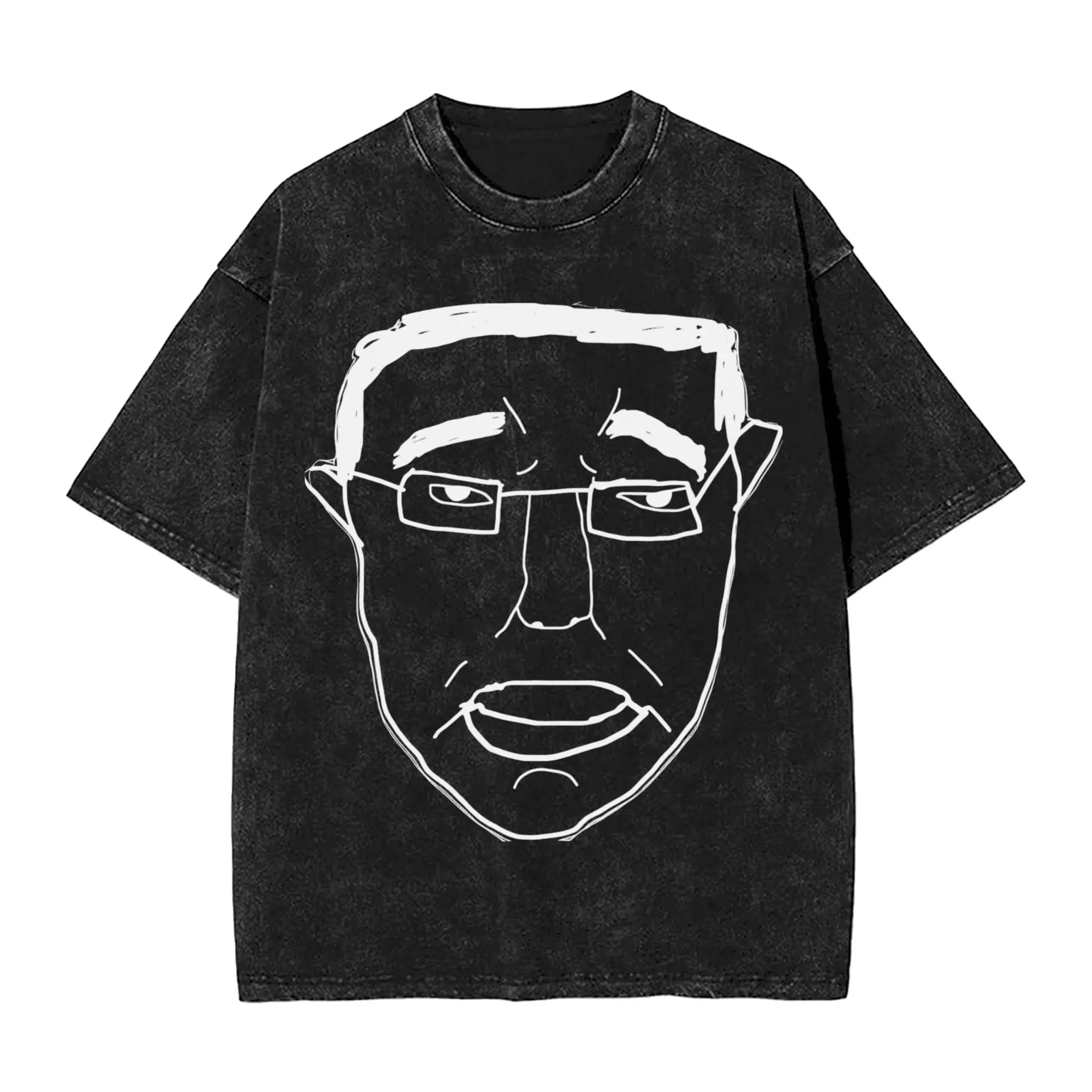 Chudjak Chud Face Meme T Shirt Hip Hop Washed Short Sleeve Harajuku T ...