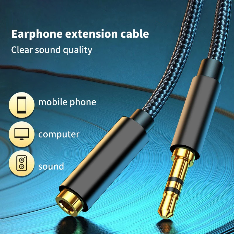 10m-Long-3-5mm-Gold-plated-Thickened-Headphone-Cable-Audio-Extended ...