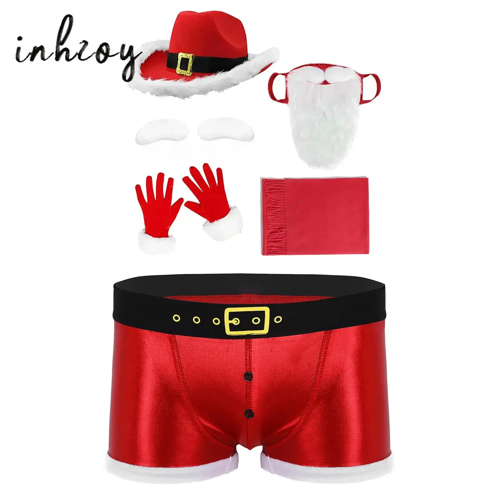 Men-Christmas-Santa-Claus-Boxer-Shorts-with-Hat-Gloves-Set-Sexy-Holiday ...