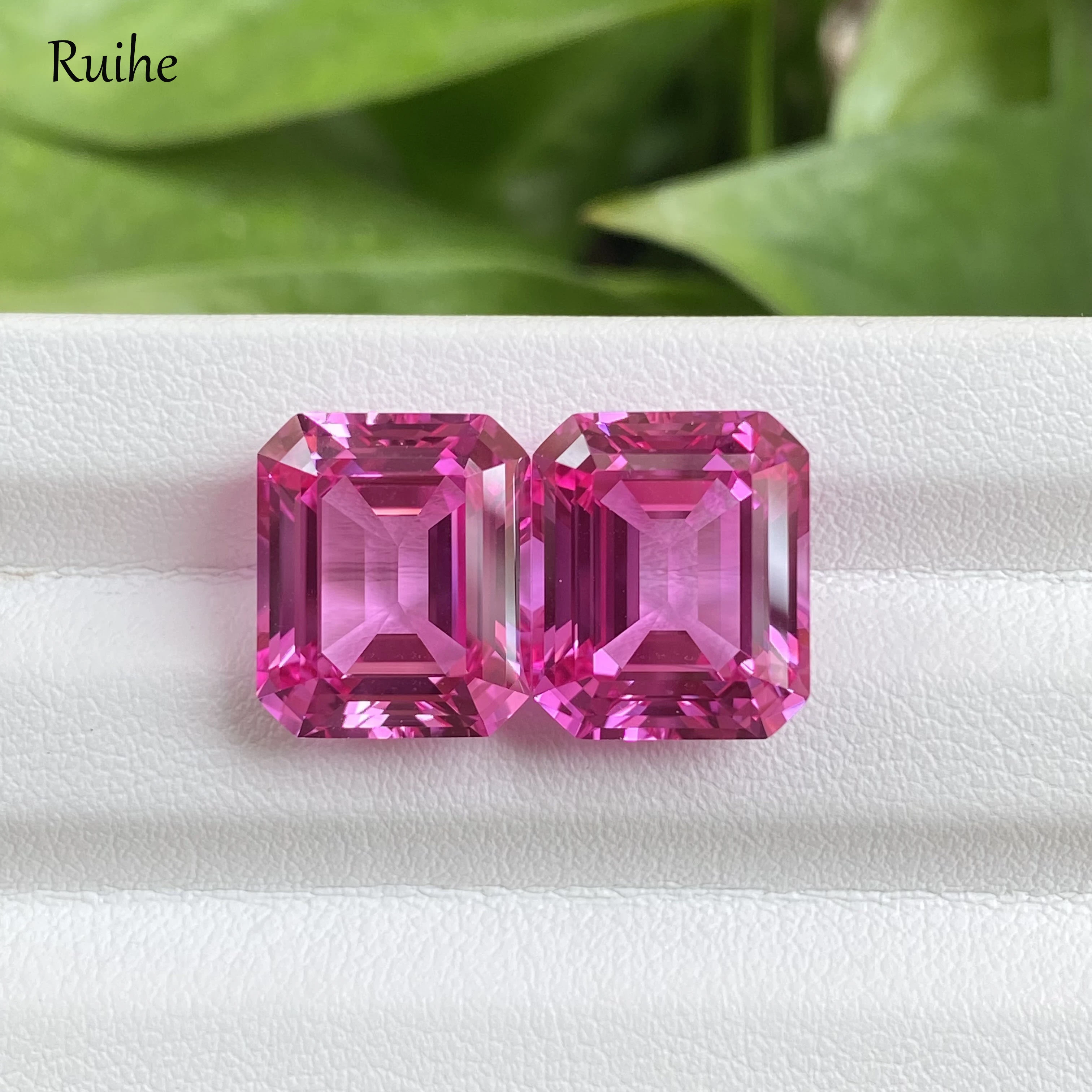 High Quality Pink Color Lab Sapphire Rectangle Faceted Gemstone Emerald ...