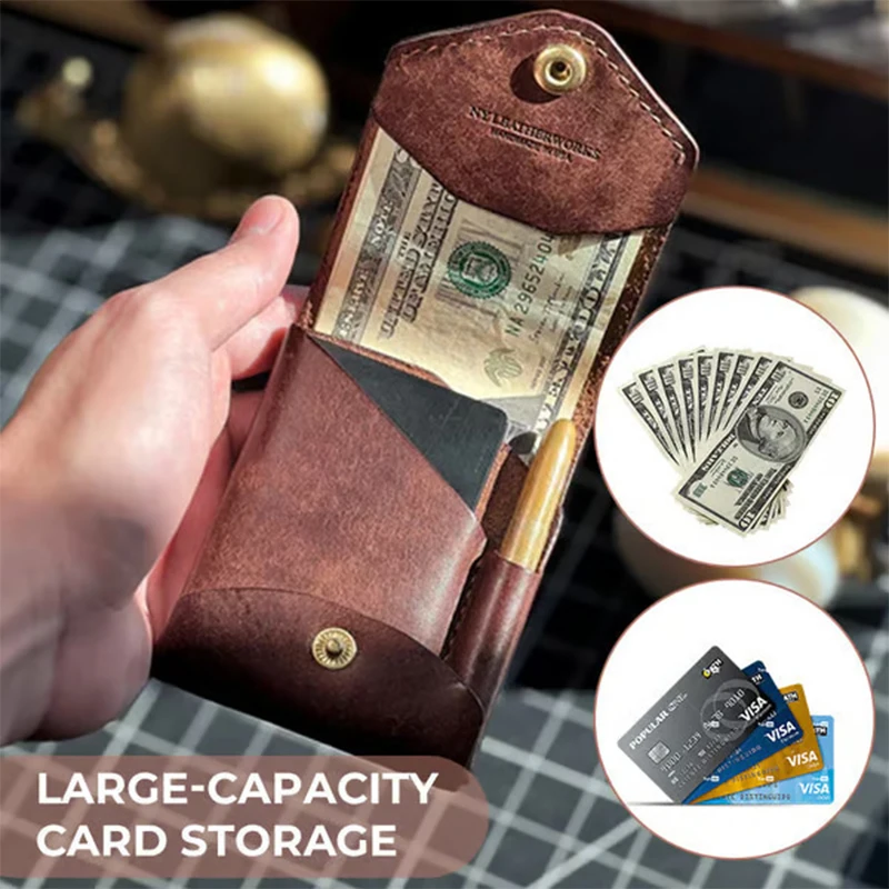 Handmade Leather Card Holder Wallet Small Slim Thin Compact Credit Card ...