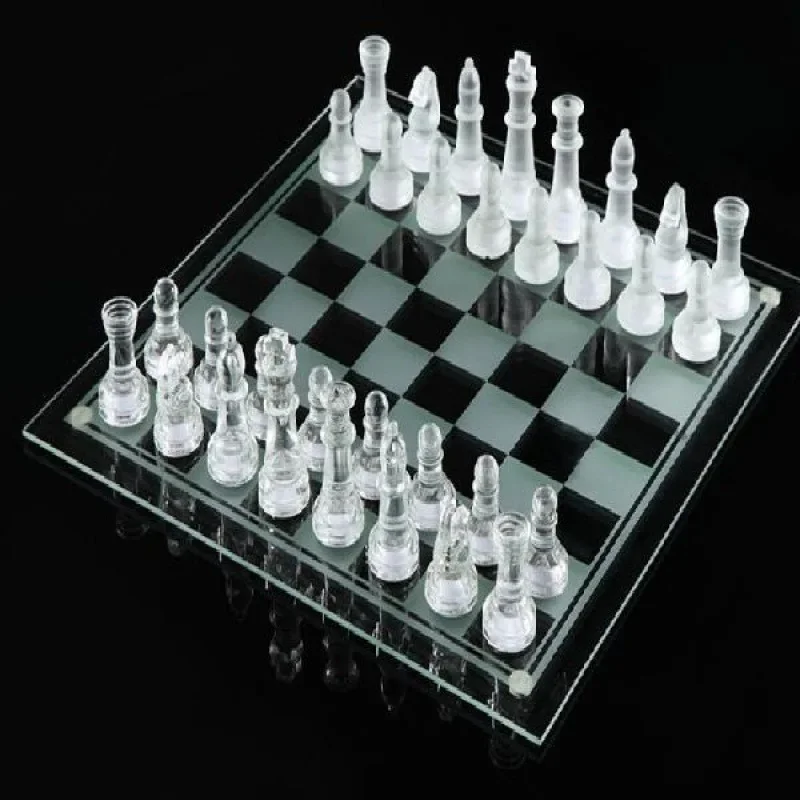 Glass-Chess-Game-Set-Functional-Solid-Glass-Chess-Board-with-Clear ...
