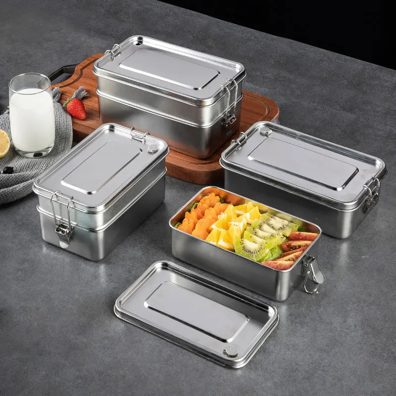 304-Stainless-Steel-Lunch-Box-Double-Layers-Bento-Student-Food ...