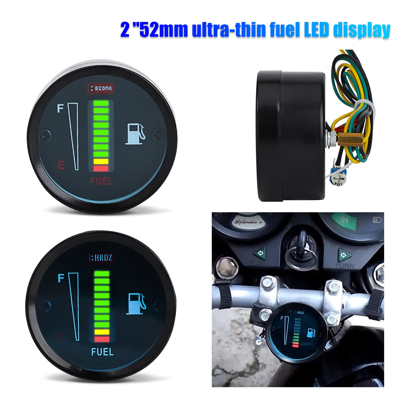 12V-24V-2-52mm-Universal-Car-Motorcycle-Fuel-Level-Meter-Gauge-8-LED ...