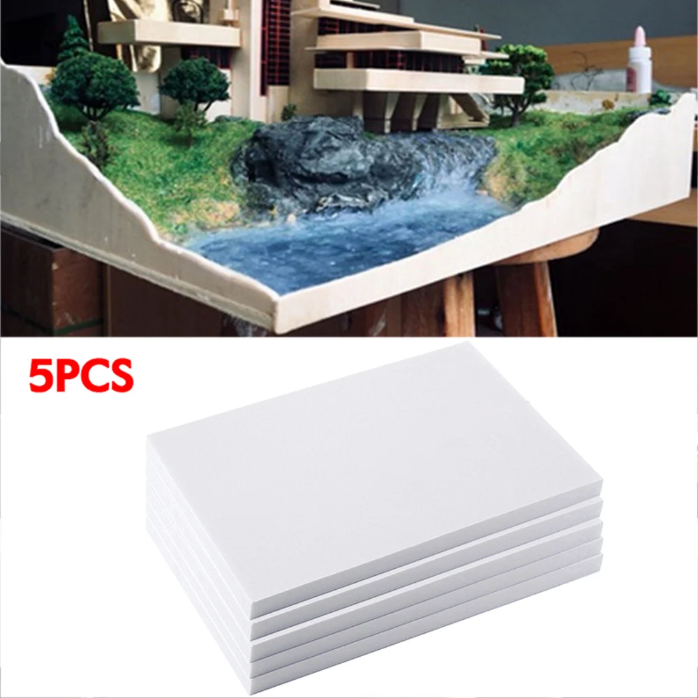 5Pcs-White-Foam-Board-Model-Hobby-Foam-Bricks-Miniature-Scenery ...