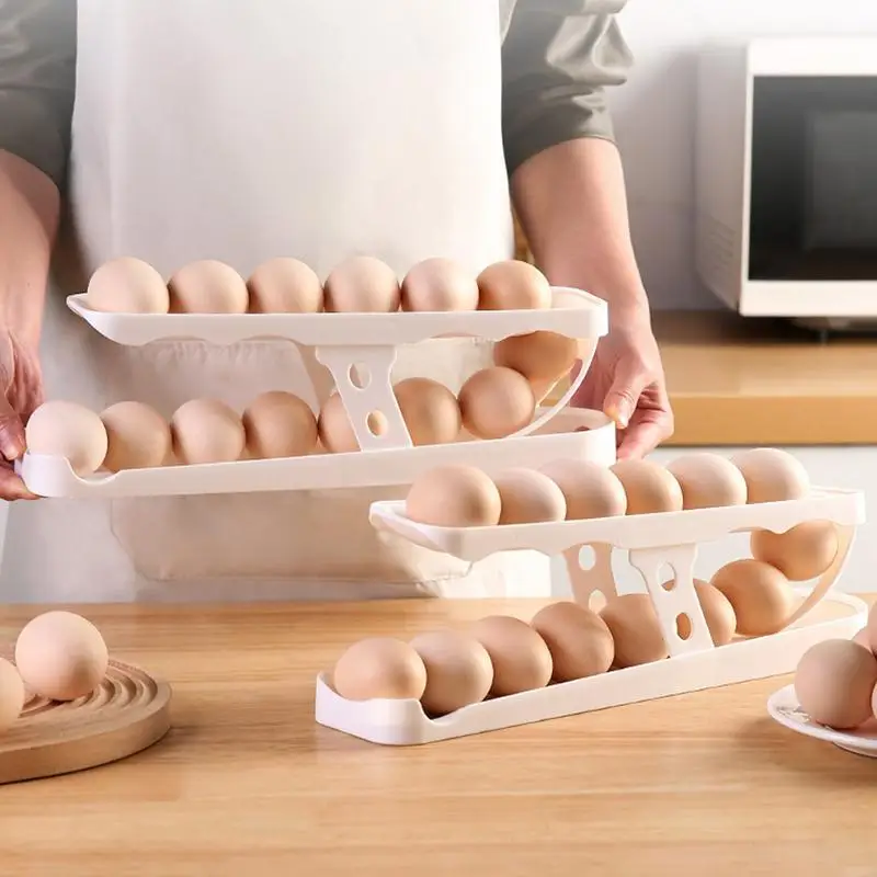 Double-layer-Automatic-Scrolling-Egg-Rack-Egg-Refrigerator-Storage-Box ...