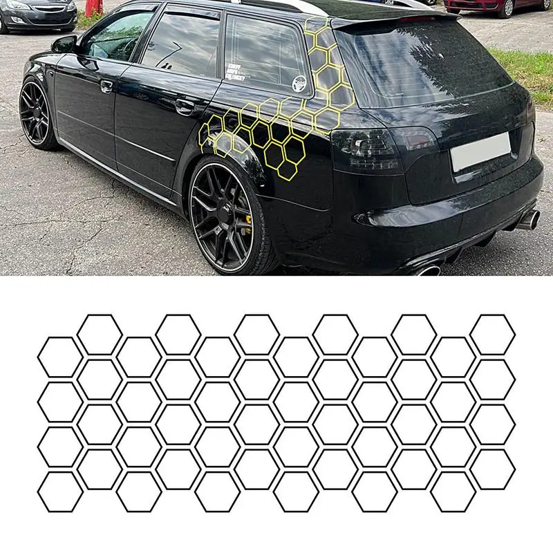 Fashion Car Honeycomb Self-Adhesive Stickers Cute Bees Decal Geometric ...