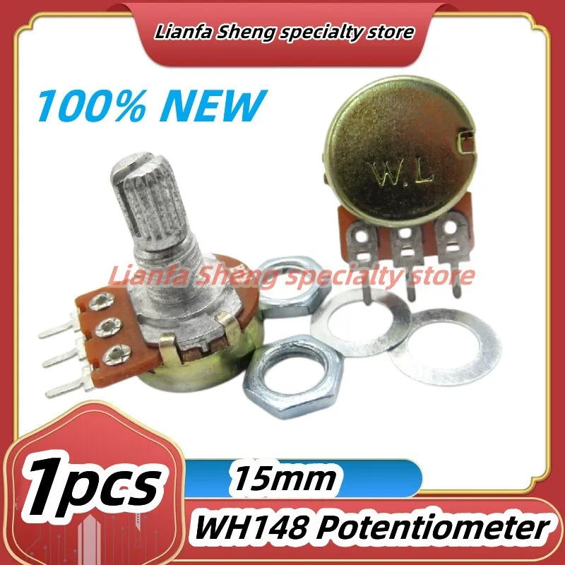 1PCS-WH148-Potentiometer-3pinB1K-B2K-B5K-B10K-B20K-B50K-B100K-B250K ...