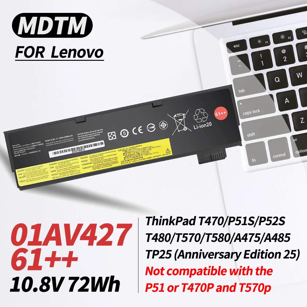 01AV425 10,8 V 48 Wh-Batterie pour ordinateur portable Lenovo ThinkPad ...