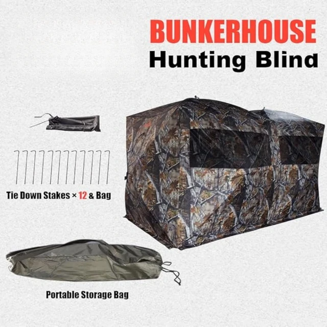 Bunkhouse Pop Up Portable 6 Person Side-by-Side Hunting Blind ...