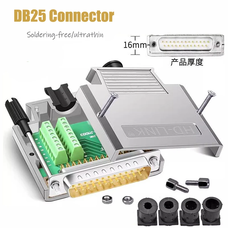 DB25-Male-Female-Solderless-Connector-2-row-D-sub-25Pin-Serial-Port ...