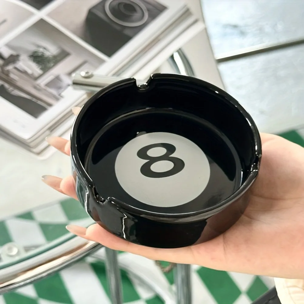 Creative Black 8-round Ceramic Ashtray Home Bar Ashtray Outdoor Party ...
