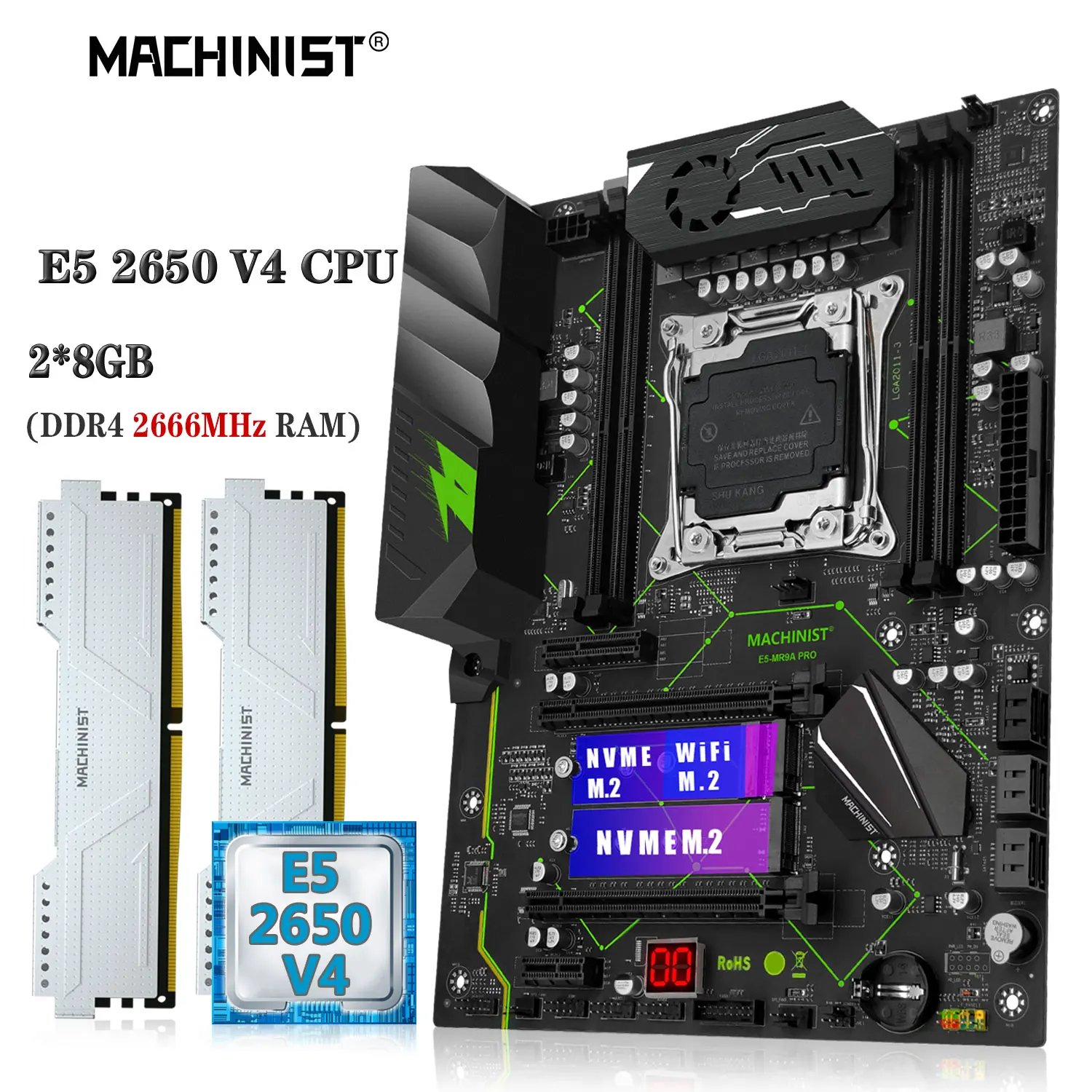 Machinista mr9a pro placa mãe combo lga 2011 3 xeon e5 2650 v4 cpu kit ...
