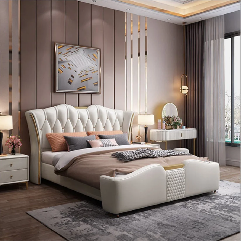 Nordic Deluxe Bed Suit Double Bed King Bed Leather Bed Minimalist ...