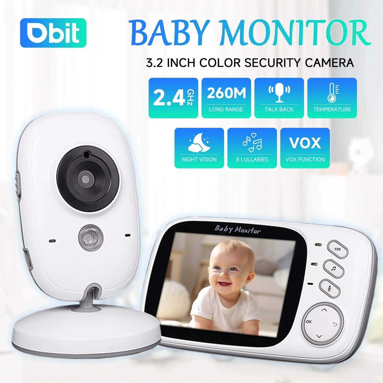 DBIT 베이비 모니터 VB603 와이파이 감시 카메라 3.2 "LCD 디스플레이 비디오 인터콤 디지털 - 티몬
