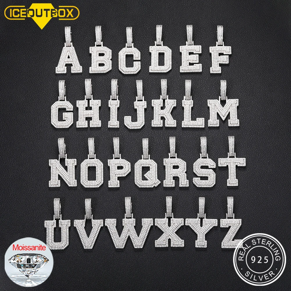 New-Moissanite-26-A-Z-Letter-Pendant-Jewelry-Necklace-Women-Iced-Out ...