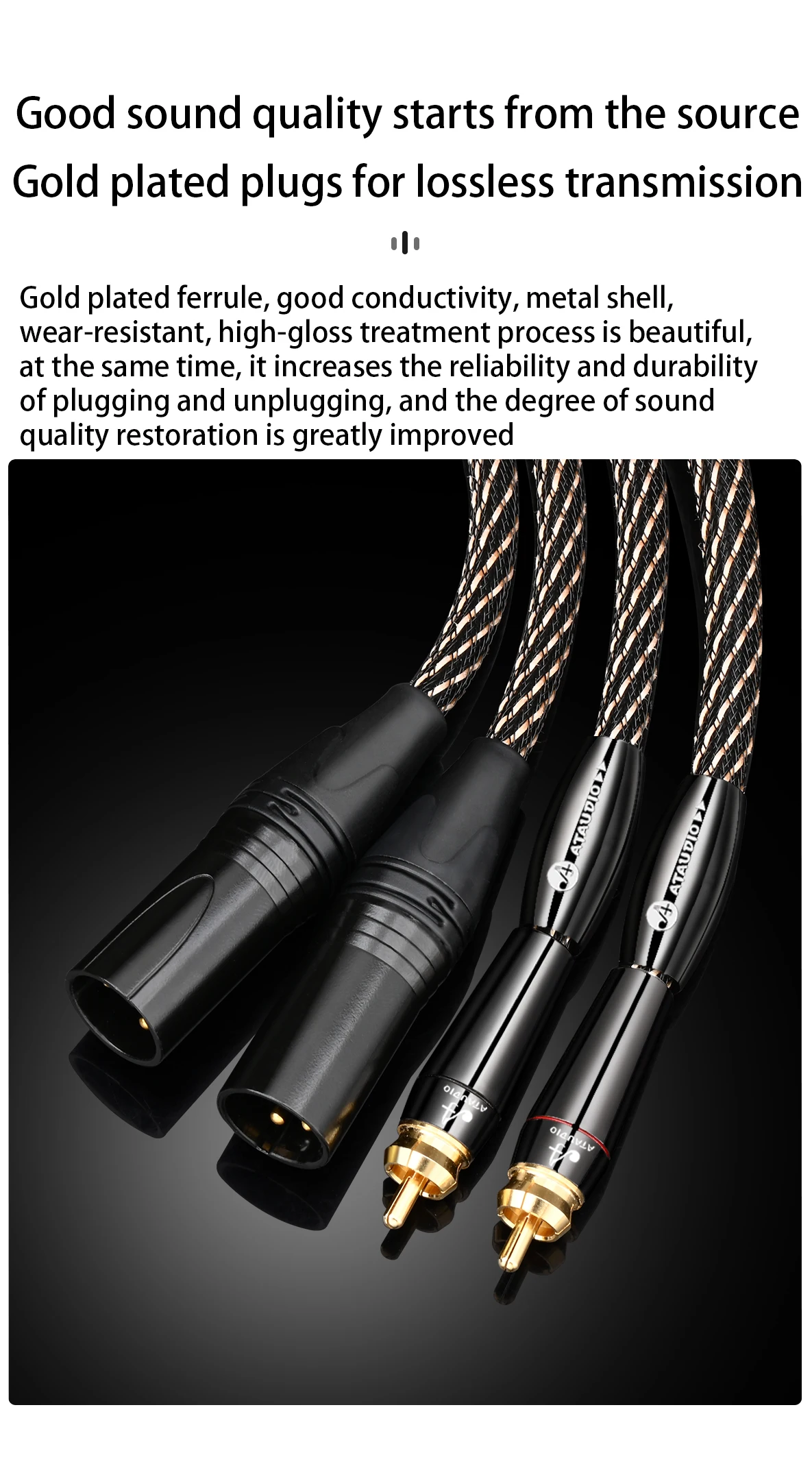 RCA vers XLR mâle - 2m - Câble Audio hi fi 2RCA vers 2XLR 6N OFC 3Pin ...