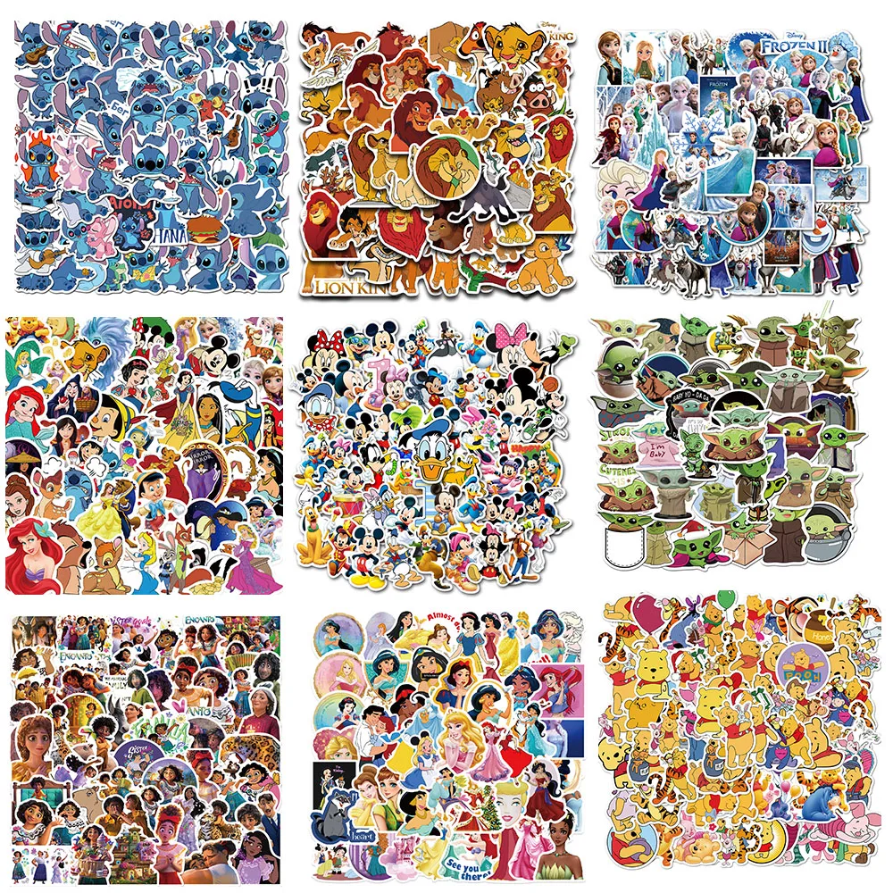 50Pcs/Pack Disney Cartoon Mickey Mouse/Princess/ Pooh Bear Stickers DIY ...