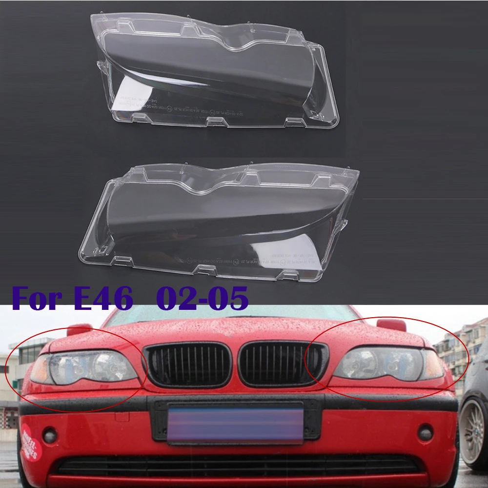 For BMW E46 2002 2005 4Door Headlamp Glass Automobile Cover Clear Left ...