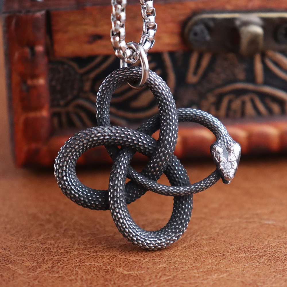 Retro-Stainless-Steel-Men-s-Snake-Necklace-Punk-Hip-Hop-Ouroboros ...