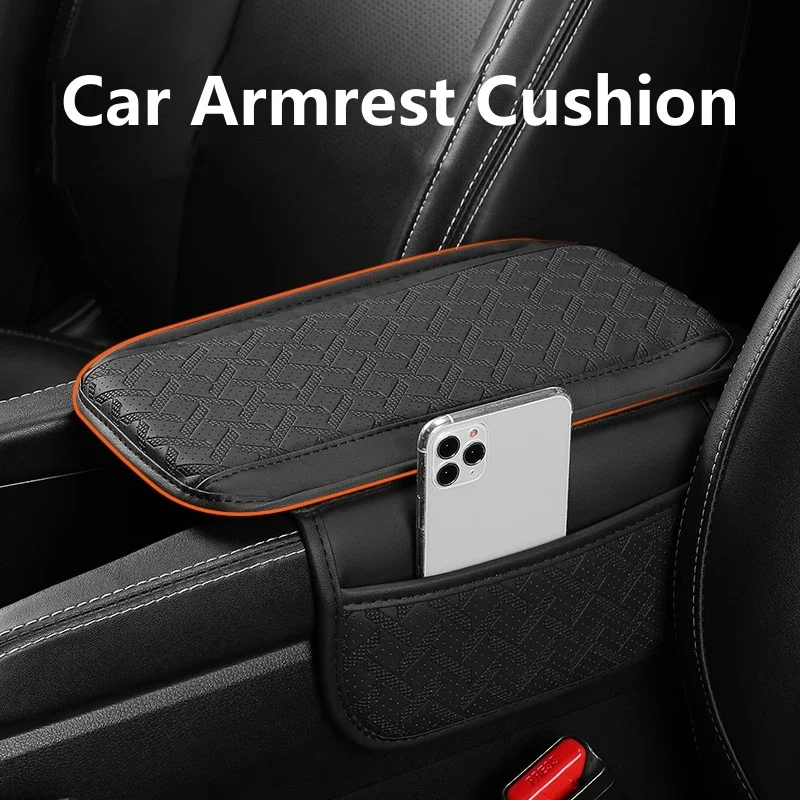 Car Armrest Box Pad PU Leather Breathable Center Console Arm Rest ...