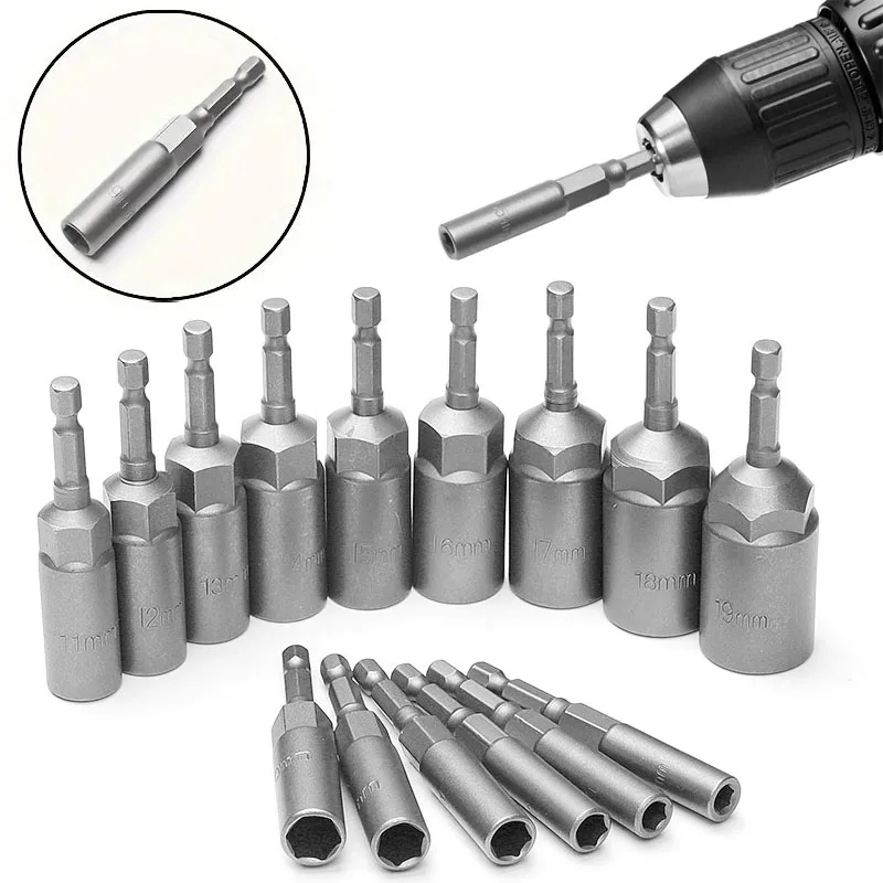 1-4-Hex-Shank-Nut-Drivers-Set-5-5mm-19mm-Socket-Adapter-Tool-Kit-Nut ...