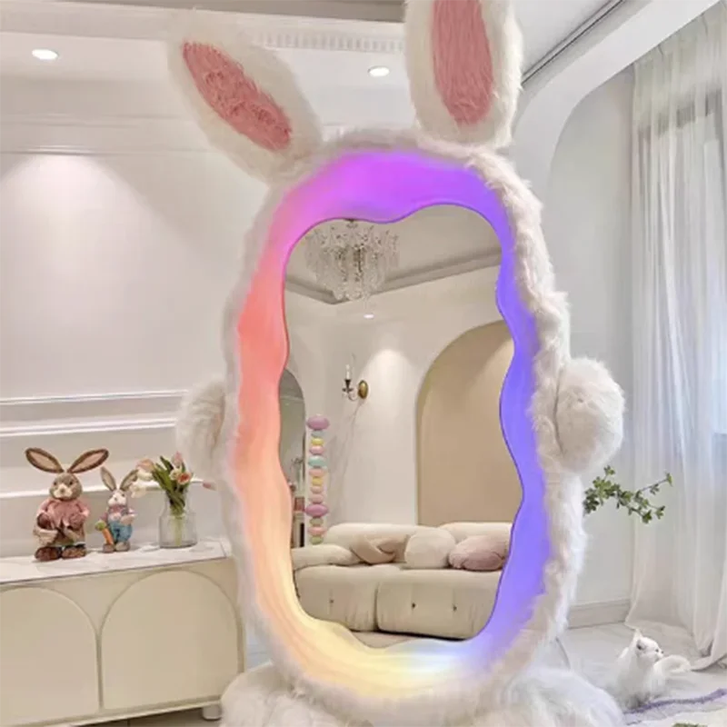 Rabbit-Kawaii-Korean-Mirror-Led-Light-Makeup-Big-Luxury-Wall-Mirror ...