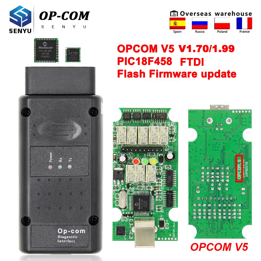 OPCOM V5 1.70 1.95 PIC18F458 FTDI Flash Firmware güncelleme CAN BUS ...